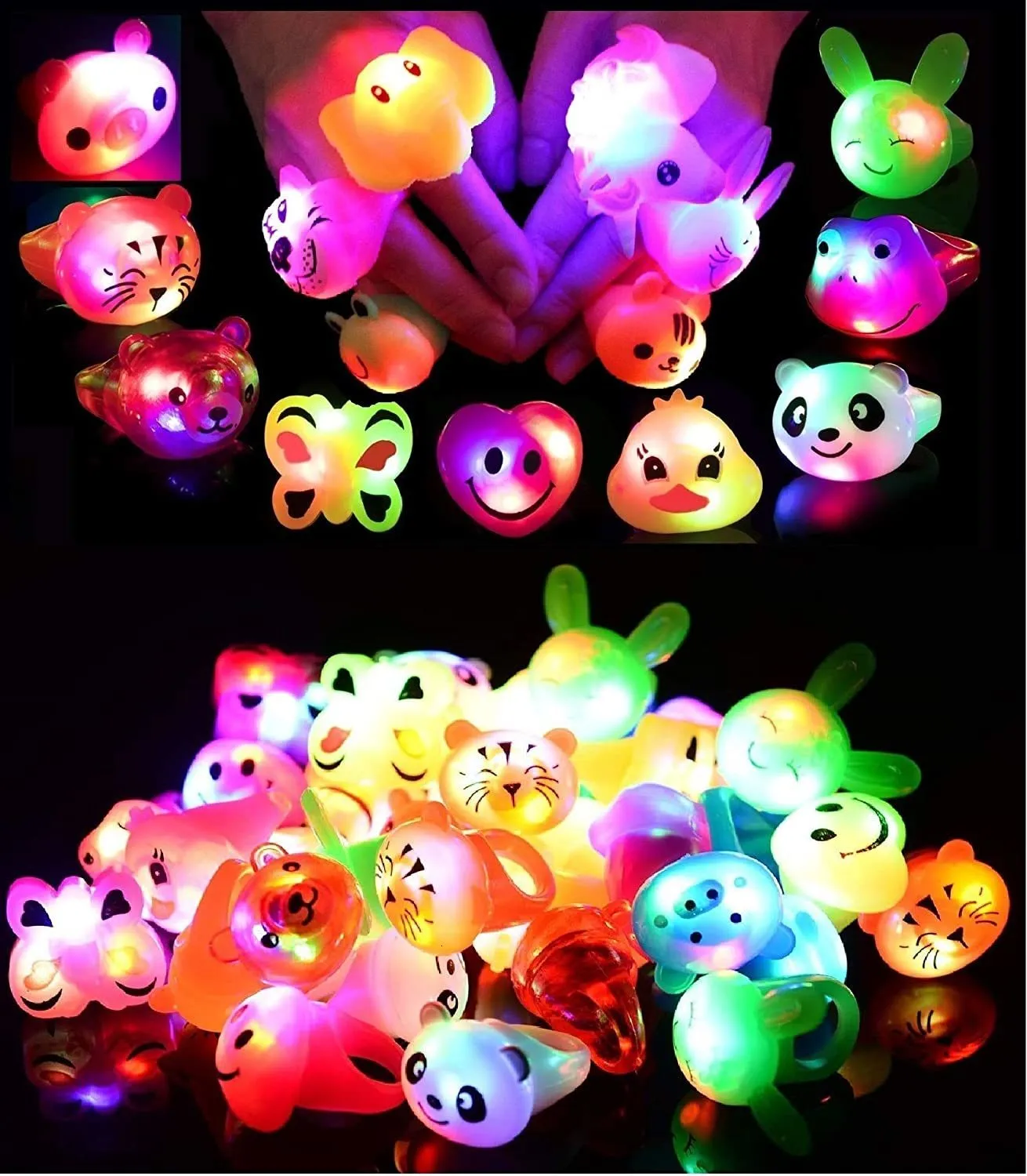 Light Up Bumpy Rings - 24 Pack LED Party Favors for Kids - Classroom ...