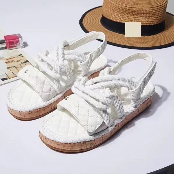 Womens Designer Platform Strappy Platform Sandals With Hemp Rope And ...