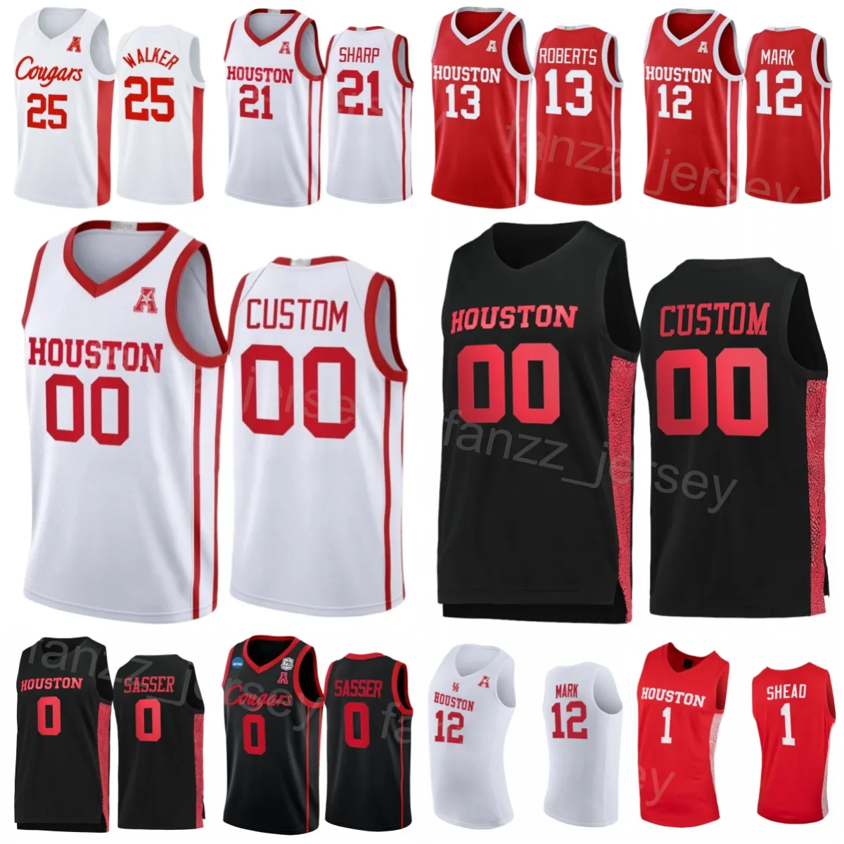 Houston Cougars Basketball Jersey: Sasser, Walker, Shead & More NCAA ...