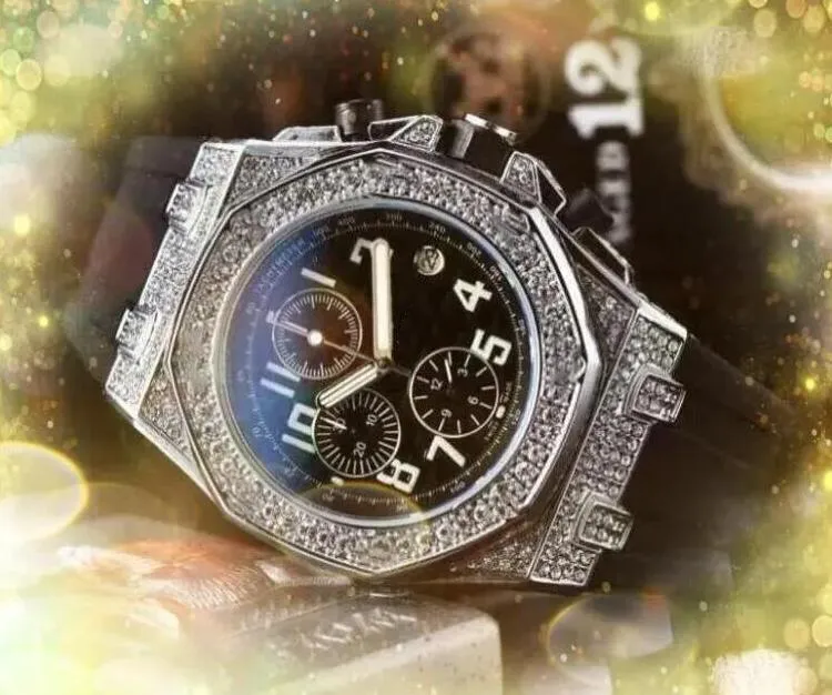 Mens Bling Watches: Full Functional Diamond Ring Watch With Stopwatch ...