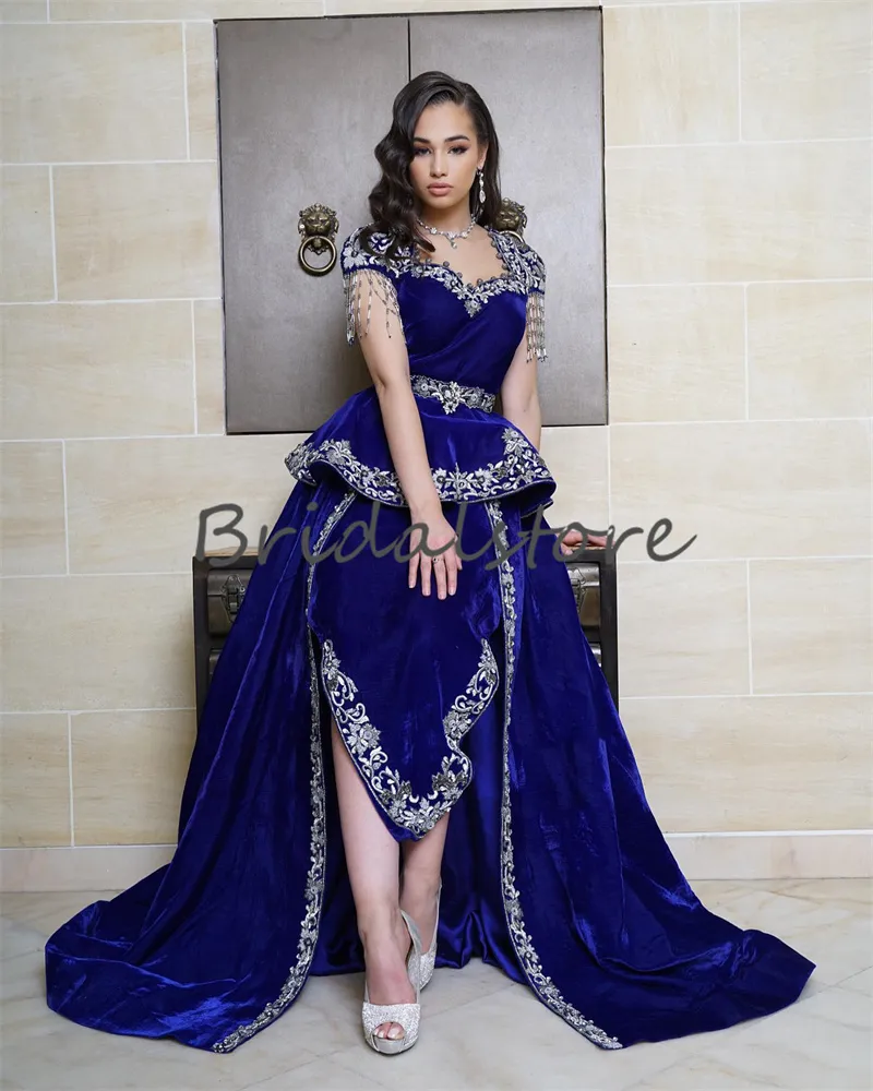 Turkish Abaya Blue Velvet Evening Dress With... From Bridalstore, $130. ...