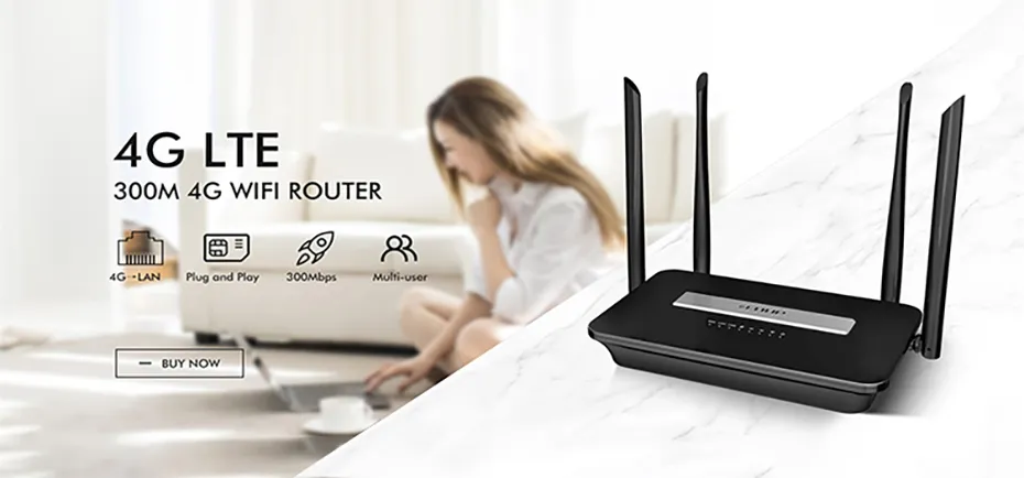 DHgate.com:4G LTE WiFi Router with SIM Slot - 300Mbps, 4 Antennas, VPN ...