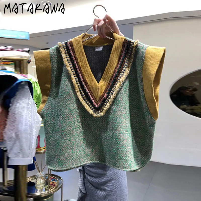 Korean V-Neck Women's Sweater Vests: Spring Fashion, Loose Fit ...