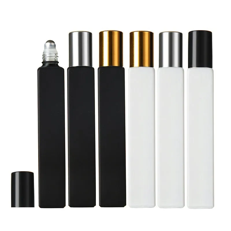DHgate.com:10ml Matte Black/White Glass Essential Oil Perfume Roller ...