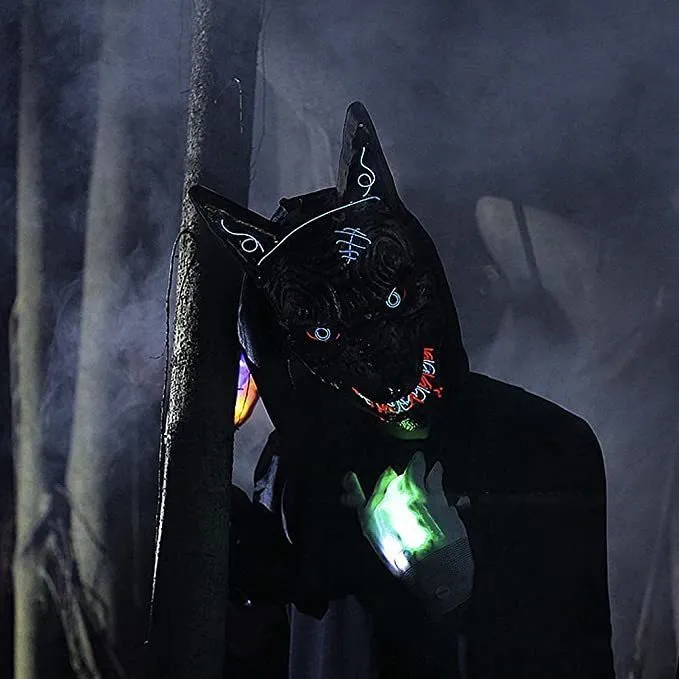 LED Light Up Wolf Poptrend Halloween Mask Led For Men And Women Perfect ...