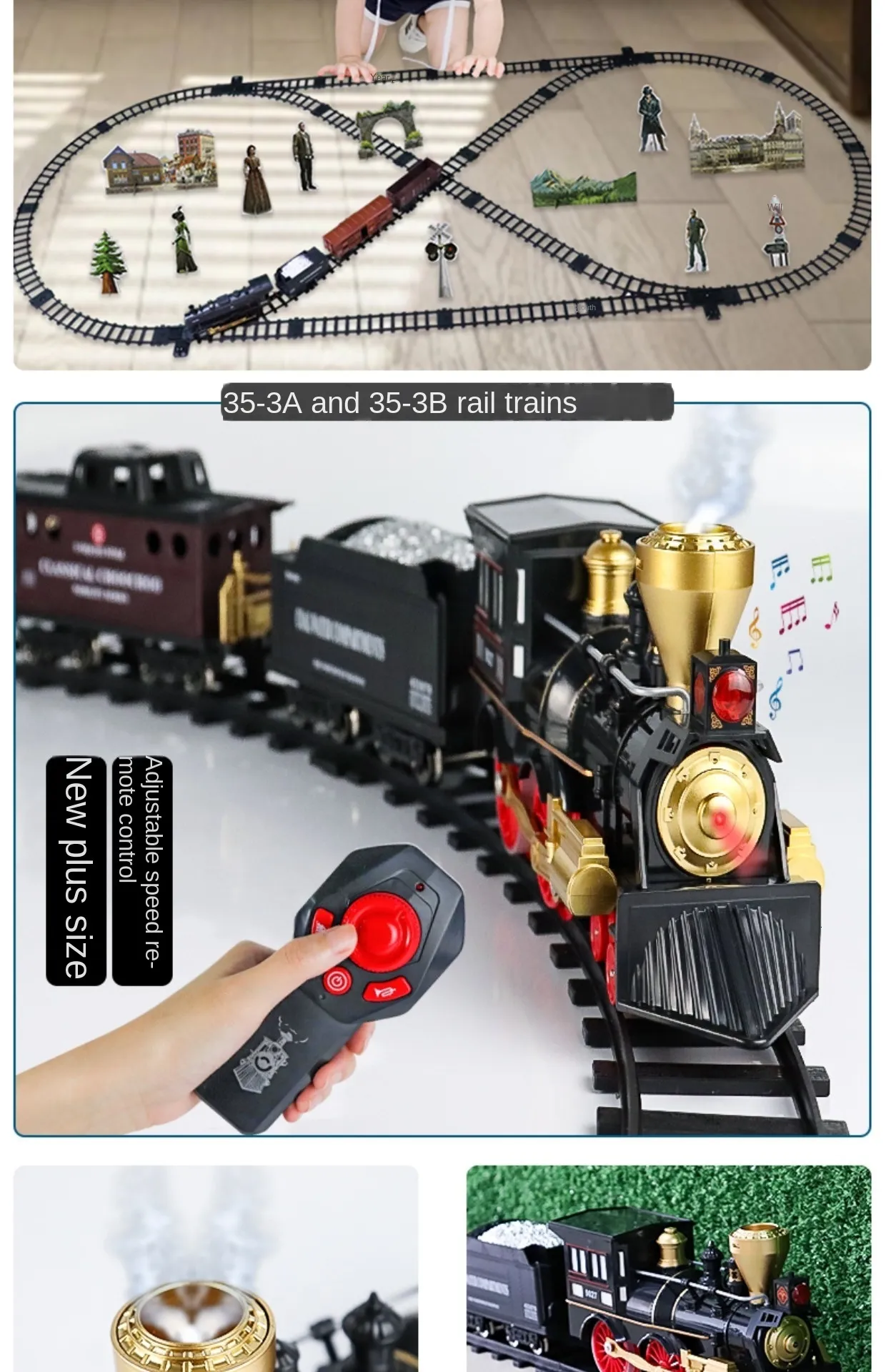 Retro Rc Track Cars Electric Train With Remote Control And Stepless ...