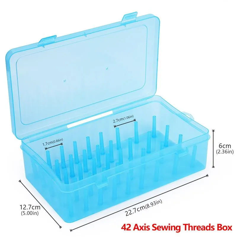 42 Axis Sewing Thread Set Box Bobbins Storage Case Transparent Needle ...