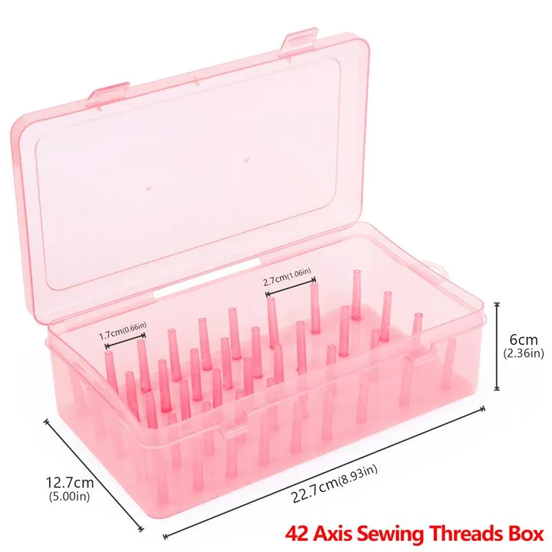 42 Axis Sewing Thread Set Box Bobbins Storage Case Transparent Needle ...