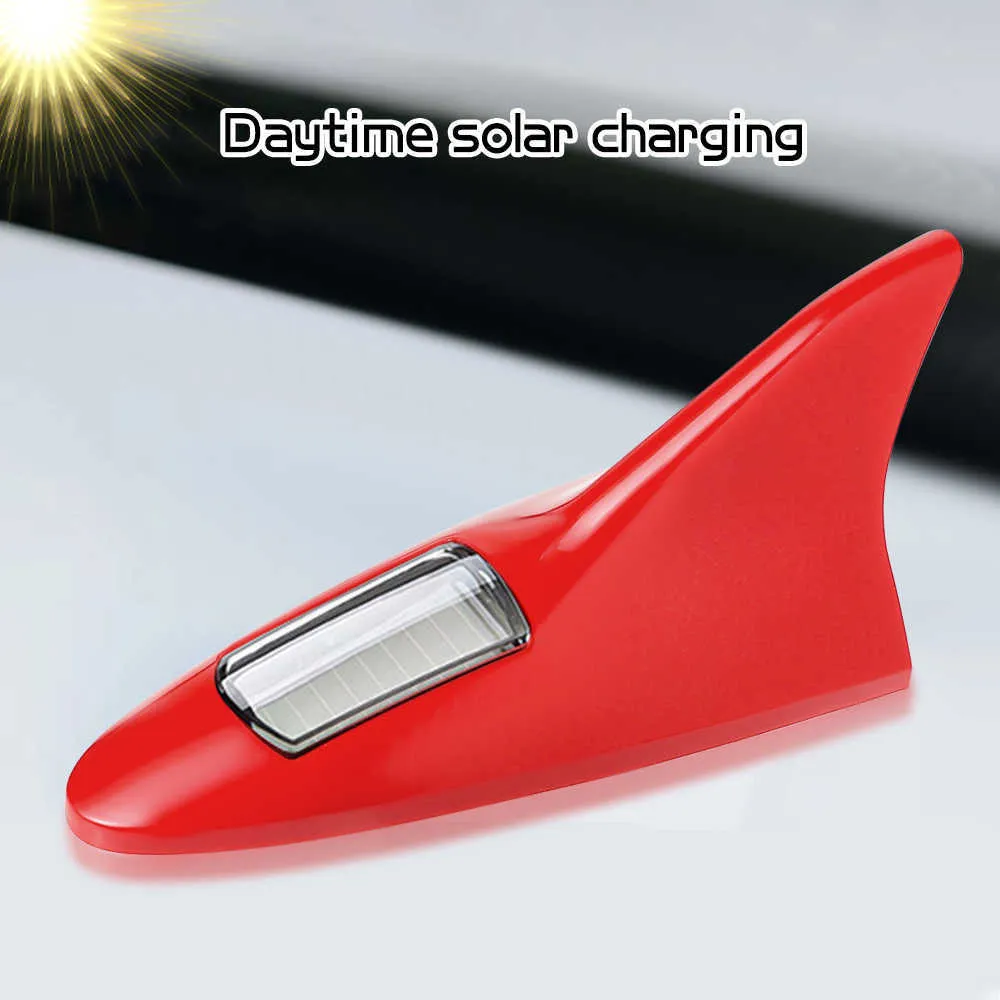 Upgrade Car Anti-Tailgating Solar Shark Fin Antenna Roof Decorative ...