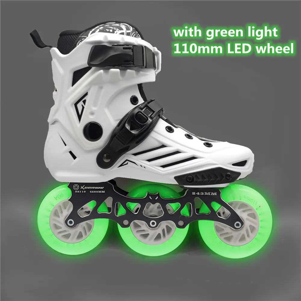 Inline Roller Skates 3 Wheel LED Flash Inline Skates Shoes With 3x110mm ...