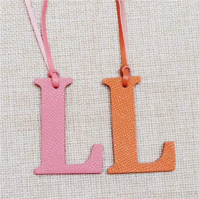 L Alphabet Cowhide PU Leather Initial J Keychain Pendant For Women ...