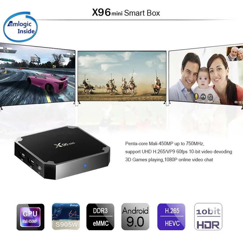 X96MINI 4K Set Top Box Quad Core Media Player Amlogic S905W Android TV Box Android 9 Support 4K ...