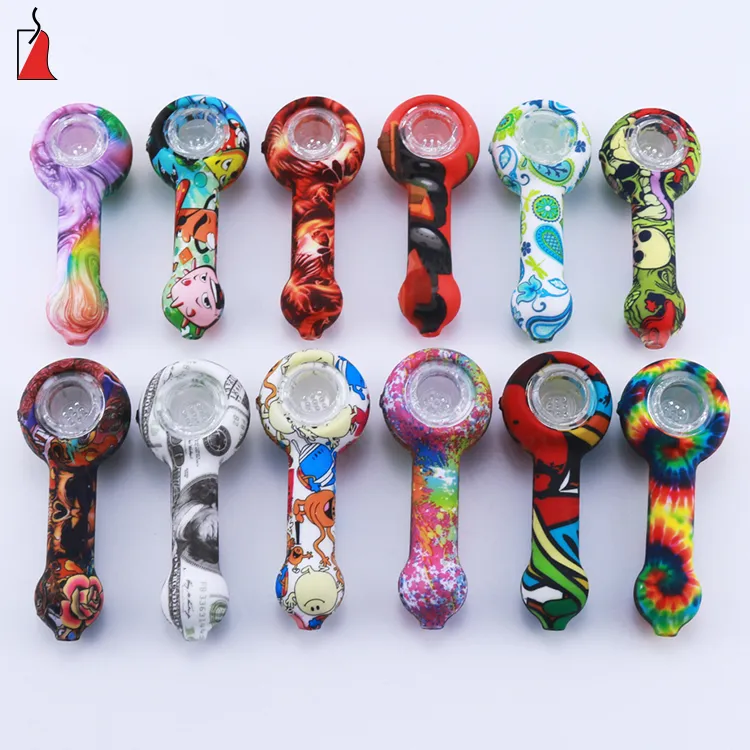 Wholesale Mini Tobacco Pipes Glass Oil Burner Pattern Style Silicone ...