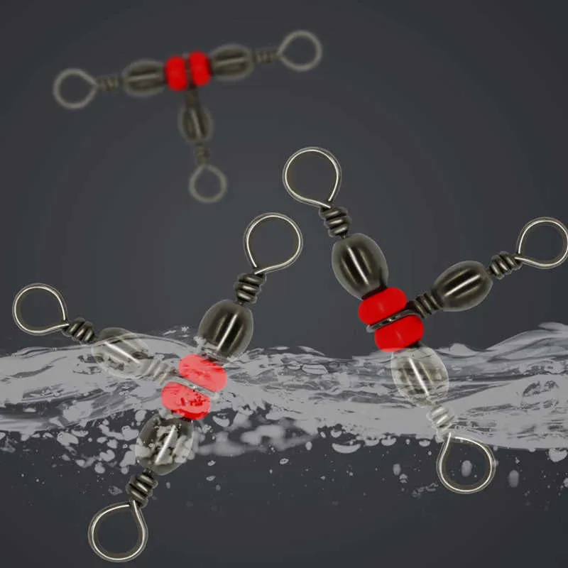 Fishing Connectors Three Way Barrel Swivel Snap Ring Carbon Steel ...