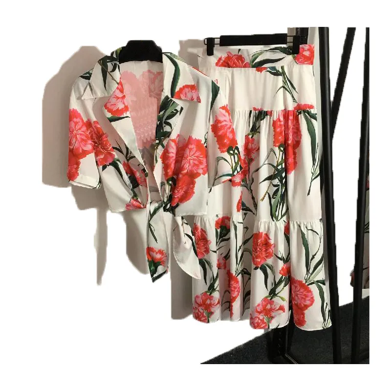 Floral Print Two Piece Dress Set For Women Short... From ...