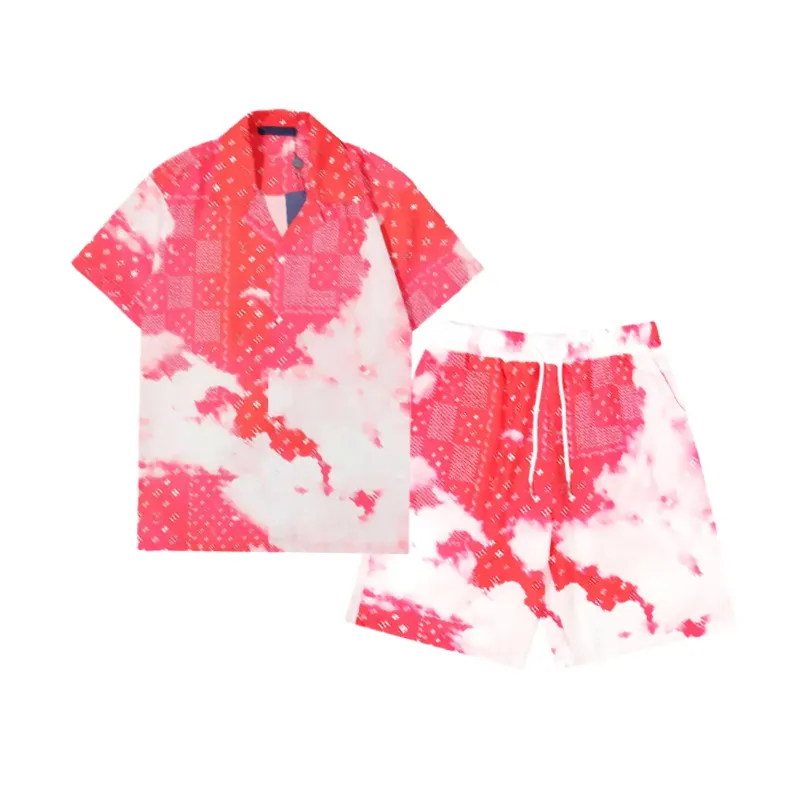 Men's Slim Fit Short Sleeve Silk Shirt with Polka Dot Letter Print and ...