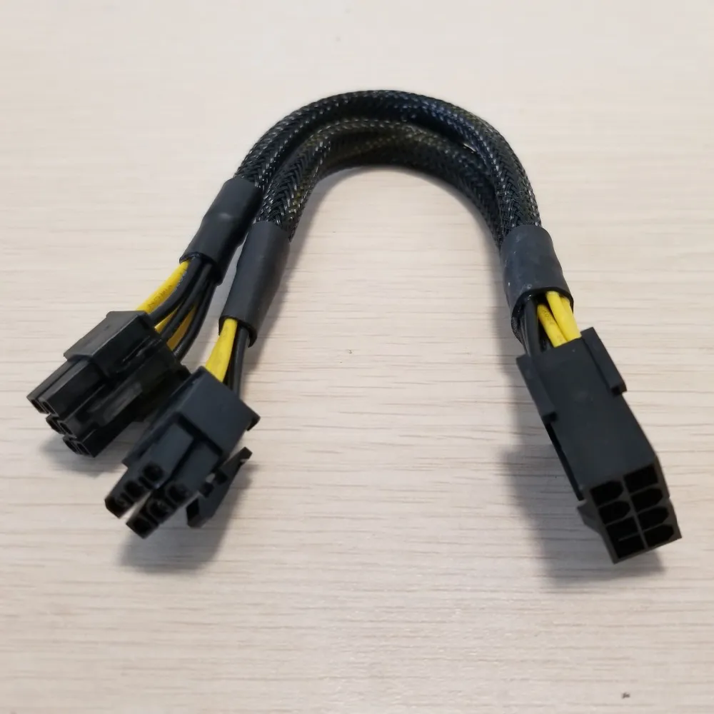 Dual 6 Pin PCIe Graphics Card Power Cable 8Pin To 2x 6Pin Sleeved Cord ...
