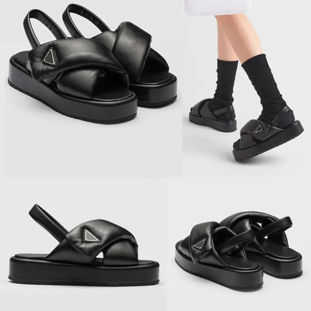 Bulk Soft Padded Nappas Leather Wedgen Black Flatform Sandals Z758 ...