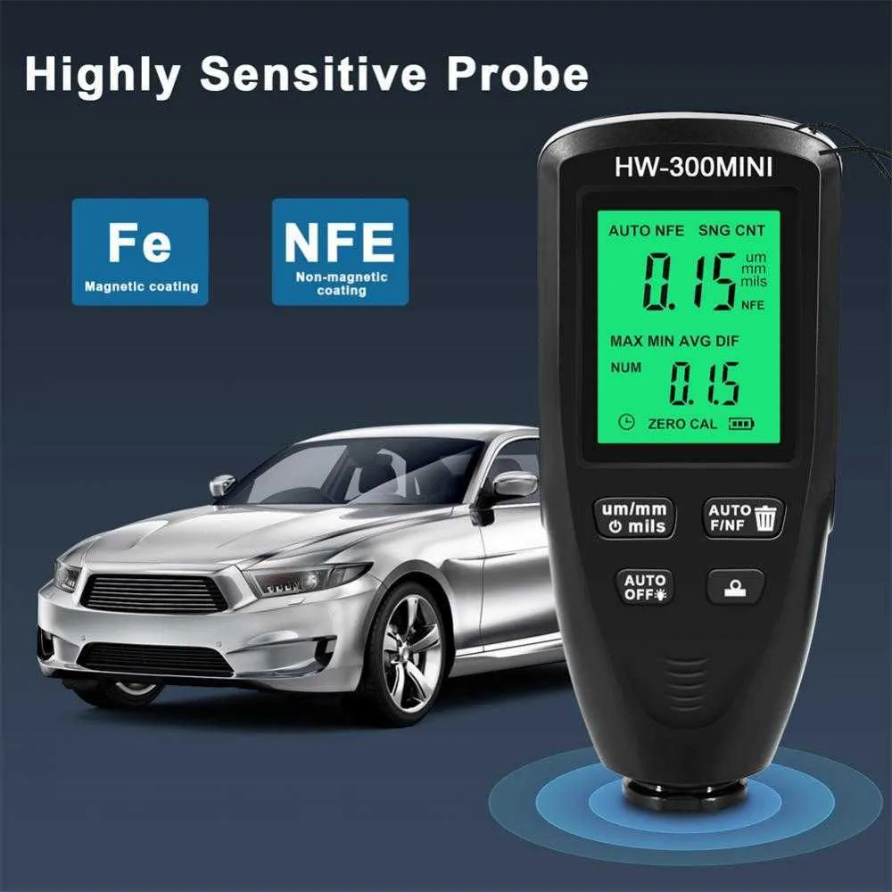 HW 300 Mini Auto Paint Thickness Gauge Digital Coating Tester 0 2000 Μm ...