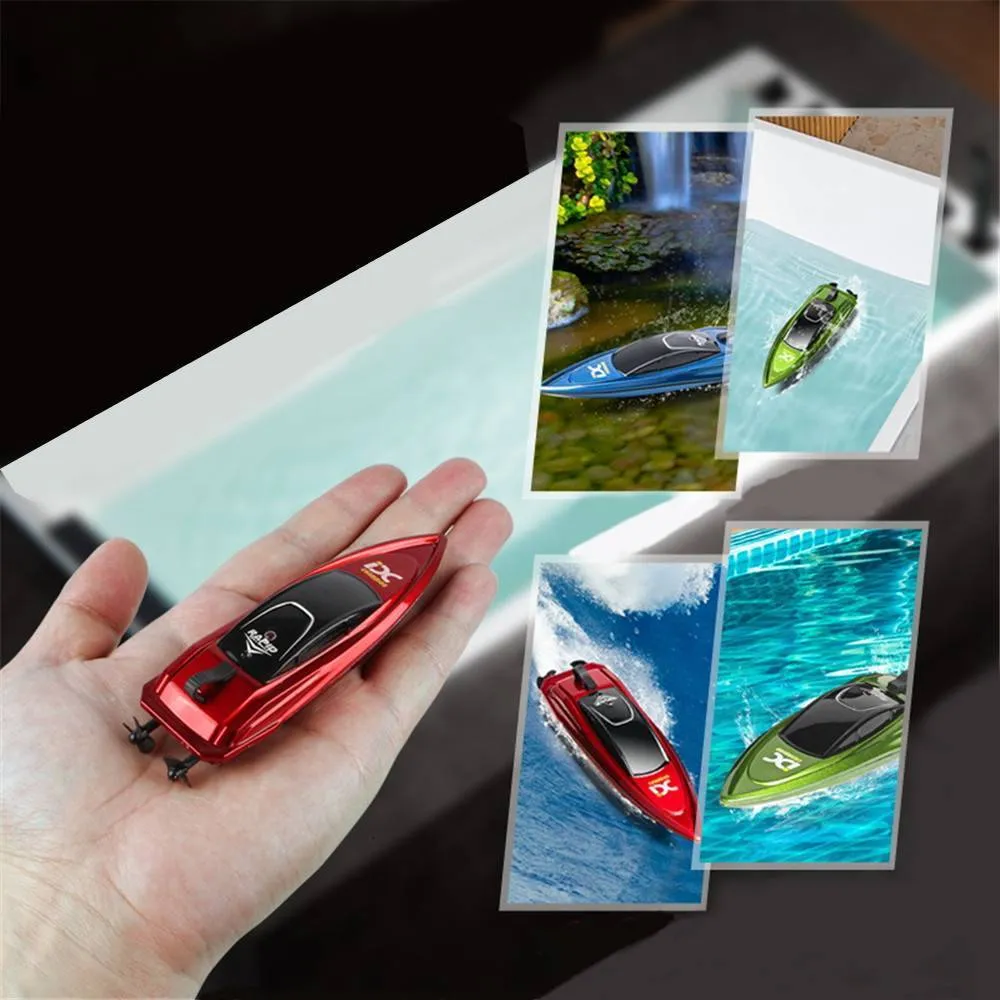 Mini 5kmh Electric RC Speedboat with LED Light 2-Channel Remote Control ...