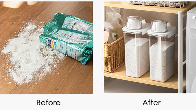 Storage Boxes Bins Sturdy Plastic Laundry Detergent Container With ...