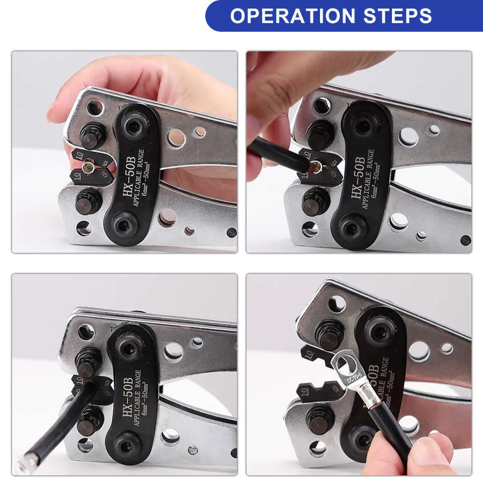 Tube Terminal Crimper Hex Crimp Tools HX 50B Pliers 6 50mm/AWG 10 0 ...