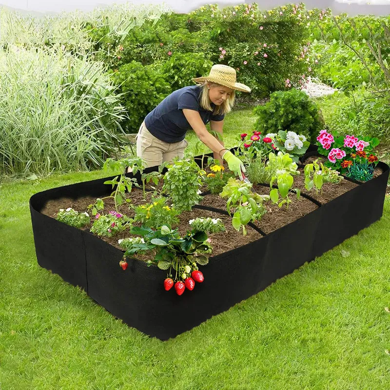 Planters Pots Felt Multi Grid Rectangular Planting Bag Vegetable Split ...