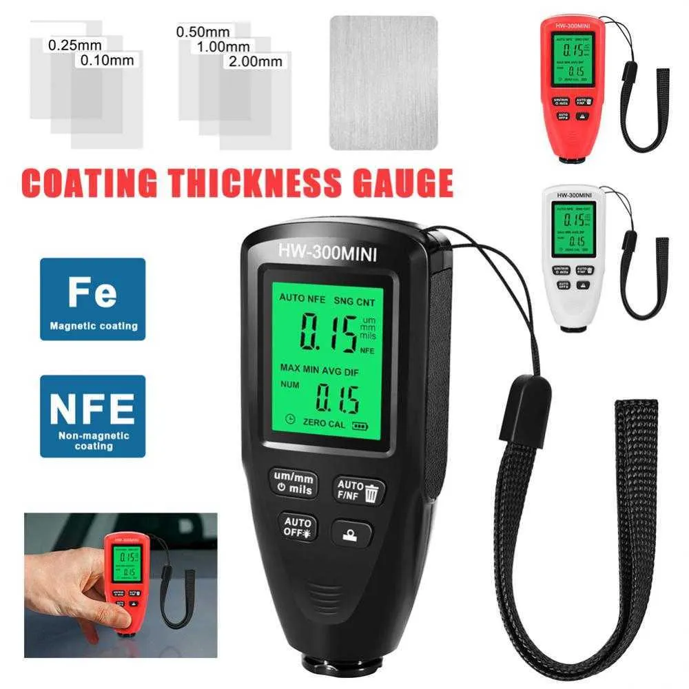 HW 300 Mini Auto Paint Thickness Gauge Digital Coating Tester 0 2000 Μm ...