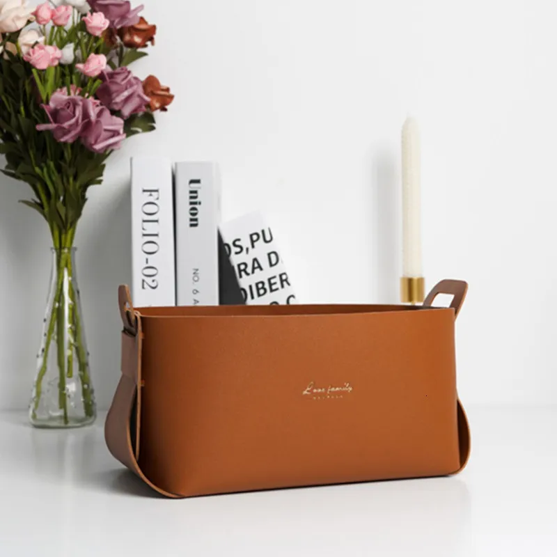 Large Leather Storage Box With Lid For Home Office Living Room Bedroom ...
