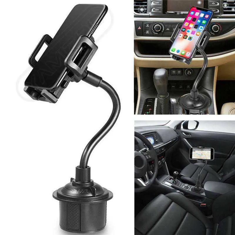 Cup Holder Universal Cell Phone Mount 2 In 1 Car Cradles Adjustable ...