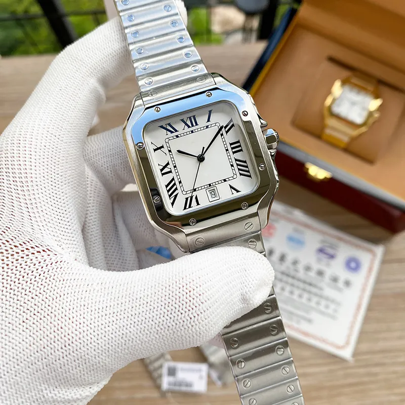Men's Automatic Mechanical Watch Square Stainless Steel Timepiece ...