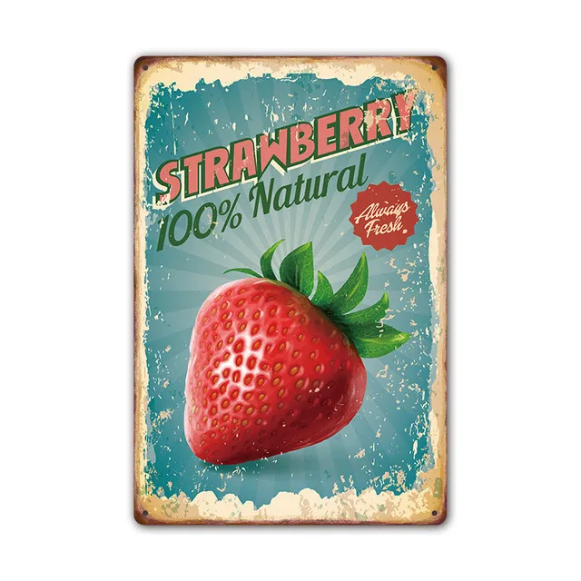 Vintage Summer Fruits Lime Green Metal Paint Plaques Tropical Fruits ...