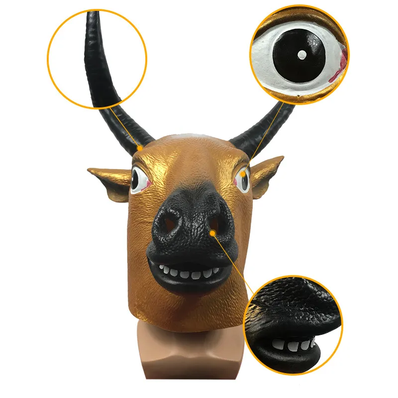 Latex Bull Mask Animal Head Full Head Halloween Costume Masquerade ...