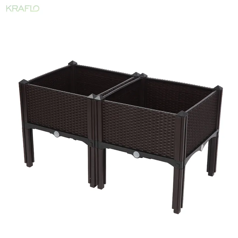 Outdoor Brown Rattan Planters The Range Raised Garden Bed Kraflo ...