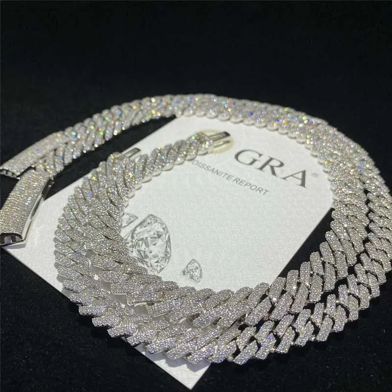 Iced Out Cuban Link Chain: Premium 925 Silver Moissanite Necklace ...