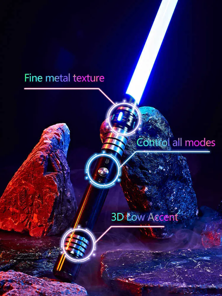 LED Rave Toy RGB Lightsaber Metal Hilt For Heavy Dueling Change Cosplay ...