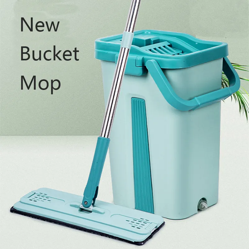 Microfiber Flat Mop Self Wringing Floor Cleaning System With Bucket ...