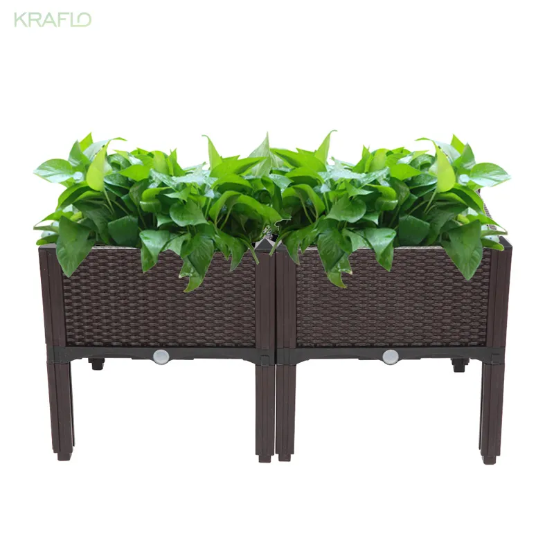 Kraflo Collapsible Raised Garden Bed Outdoor Brown Vegetable Planter ...