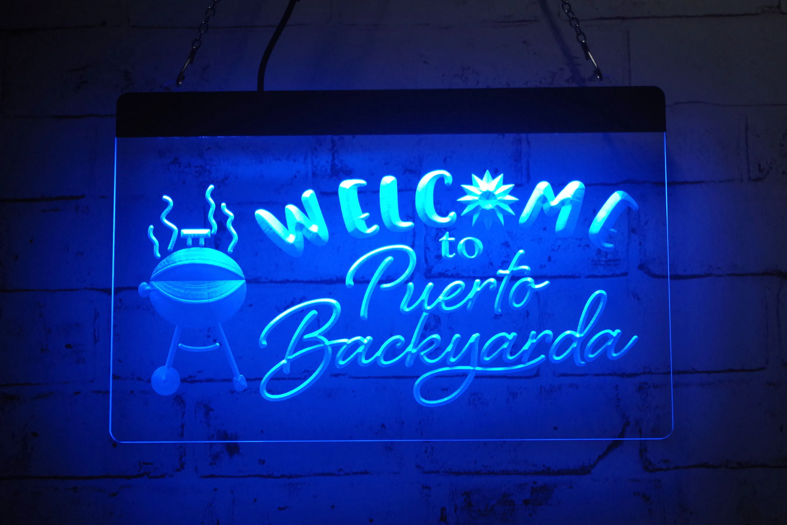 LED Barbecue Grill Sign - Welcome to Puerto Rico, Custom 3D Engraved ...