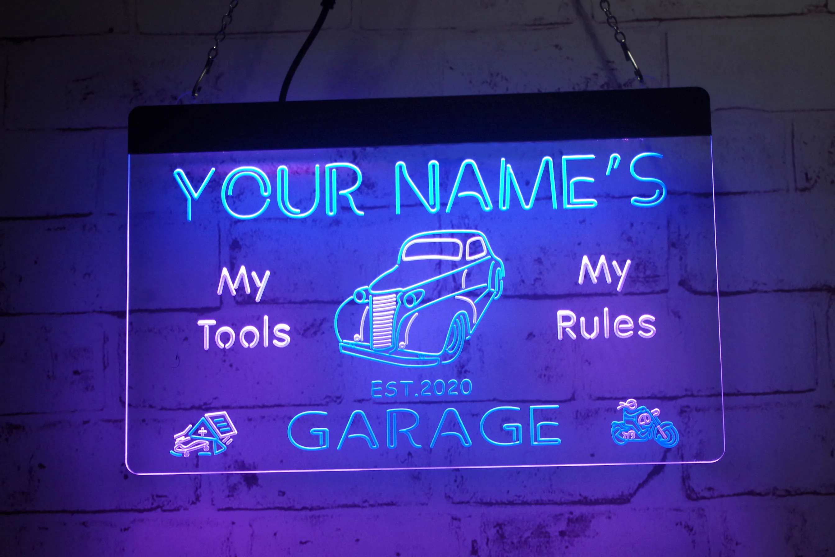 Customizable LED Garage Signs: Dual Color 3D Engraving - Design Your ...