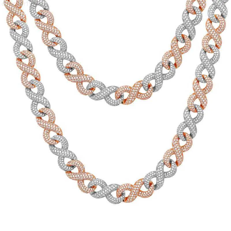 Hip Hop Gold Chains 16mm Two Tone Gold Plated Brass Rope Iced Out Cuban ...