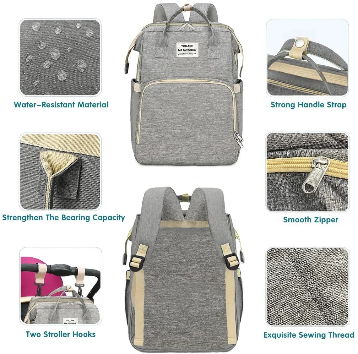 Large Capacity Waterproof Diaper travel backpack for...