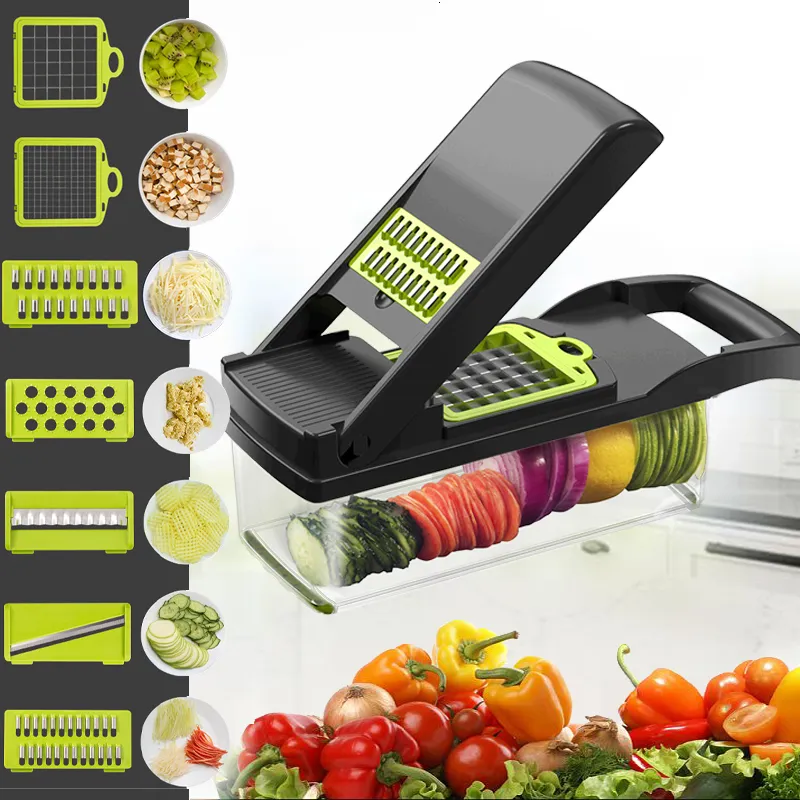 Fruit Vegetable Tools 14 In 1 Multifunctional Vegetable Cutter Potato ...