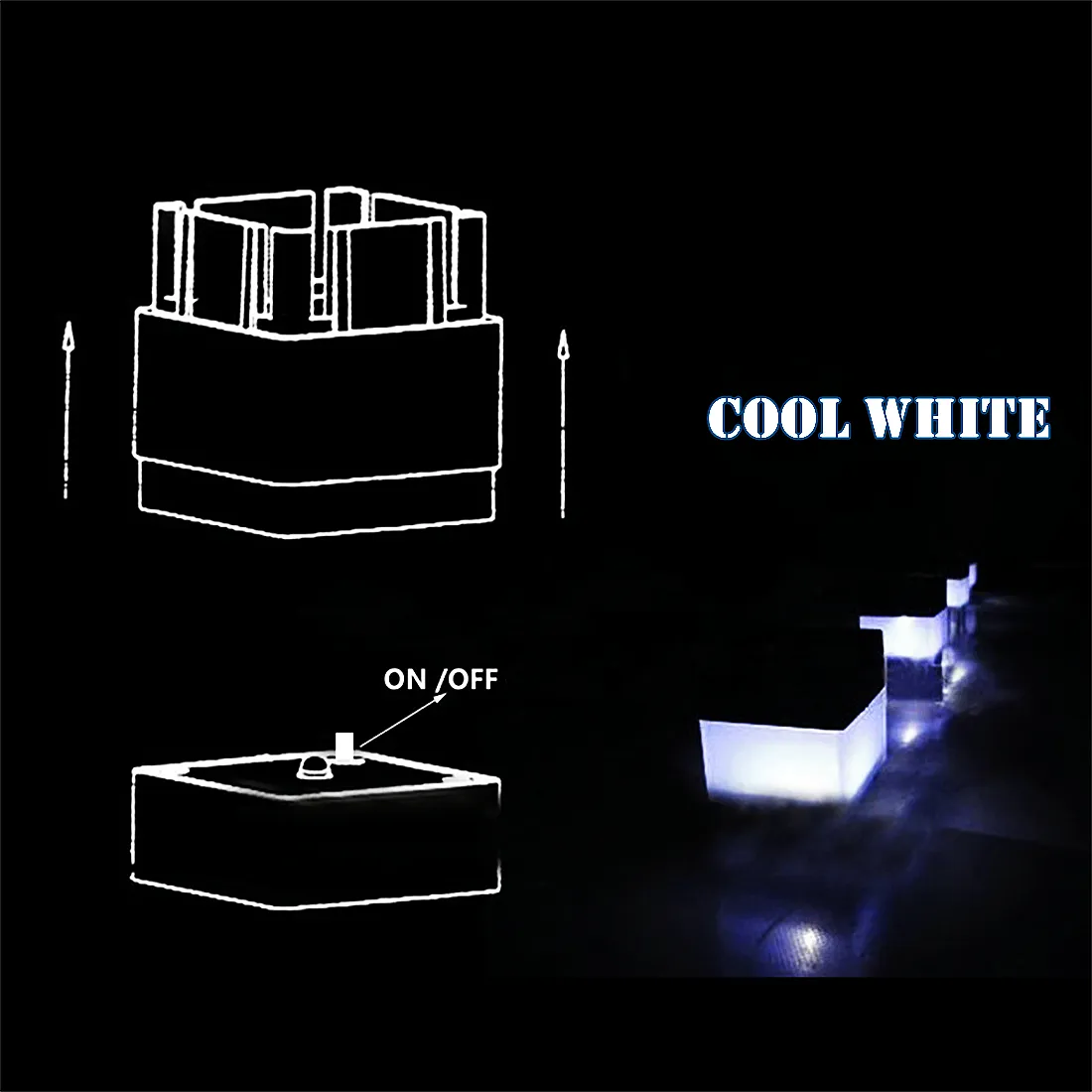 LED Solar Flood Lights 2x2 In Black Square Solar Post Cap Lights, IP44 ...