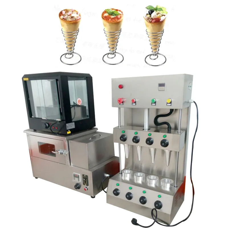 Commercial Pizza Cone Maker Machine with 4 Heads & Display Oven - 110V ...