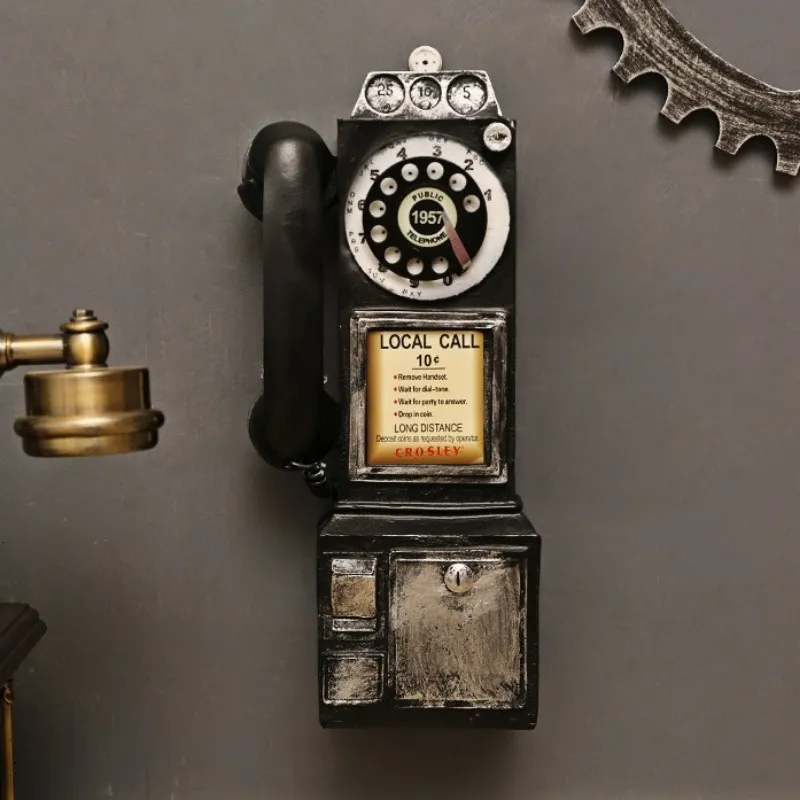 Vintage Pay Phone Decor - Retro Resin Rotary Dial Phone Model, Classic ...