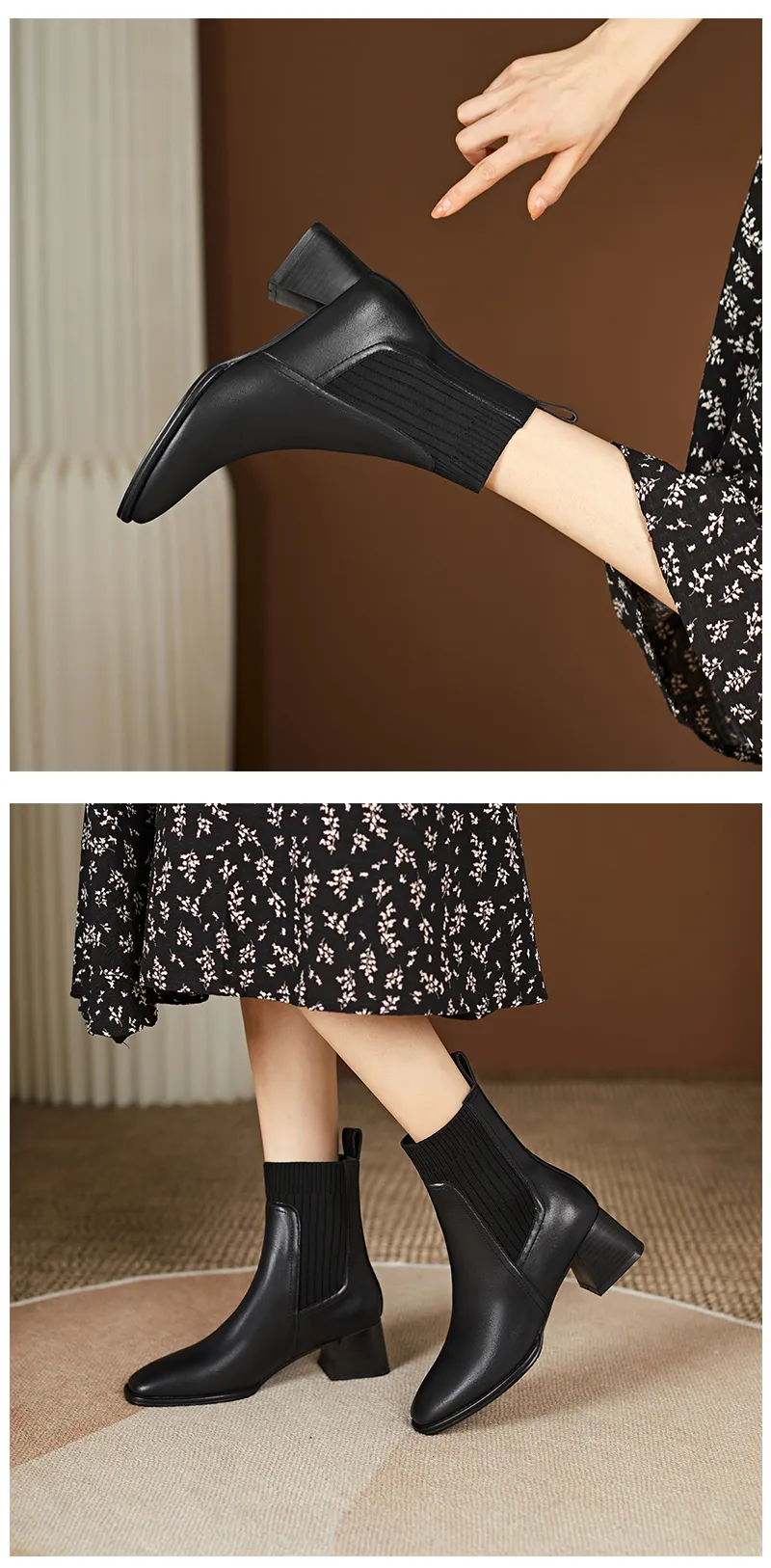 Premium Womens Leather Ankle Boots Stylish High Heel Boots For Autumn