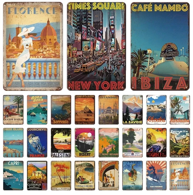 Vintage Metal Signs Retro Cityscape Art: Decorative Tin Sign For Home ...