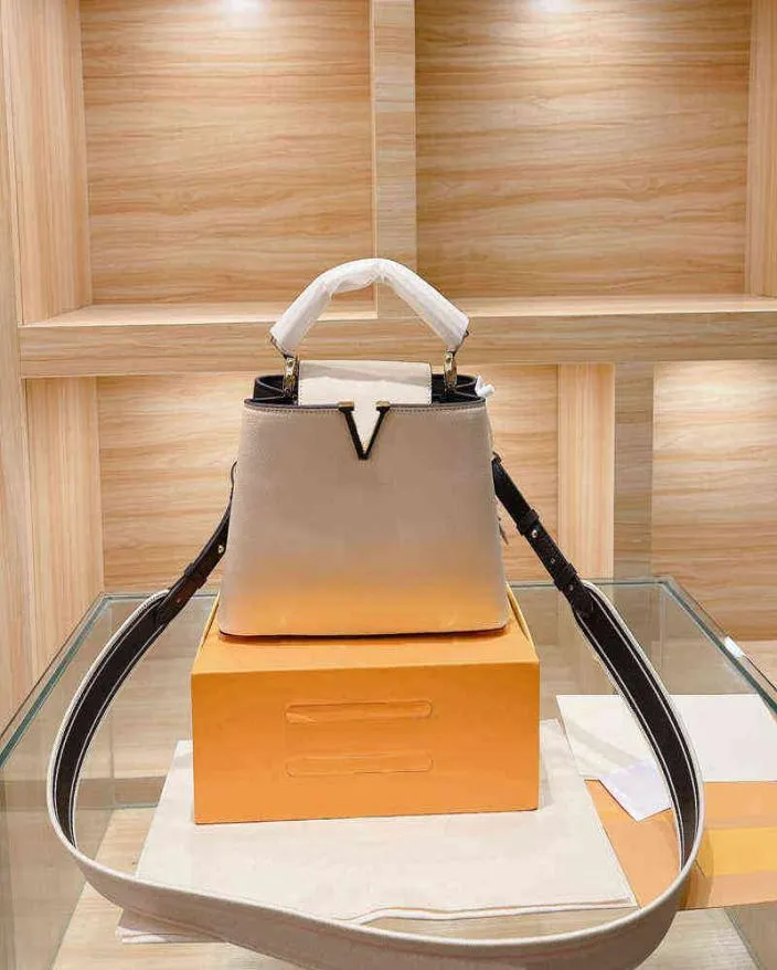 Colorful Painting Designer Capucines Tote Handbags Genuine Leather Tote ...