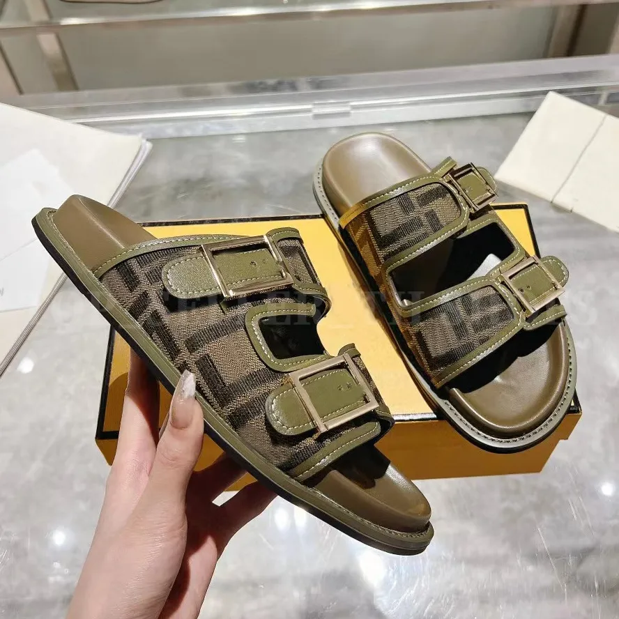 FF Fabric Slides Designer Birks Mule Tan Leather Sandals For Women And ...